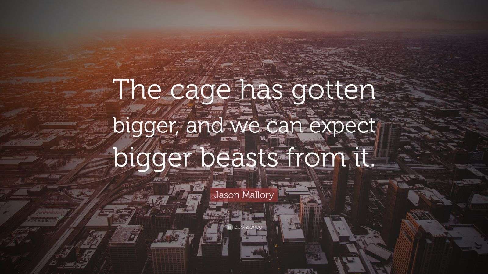 Jason Mallory Quote: “The cage has gotten bigger, and we can expect ...