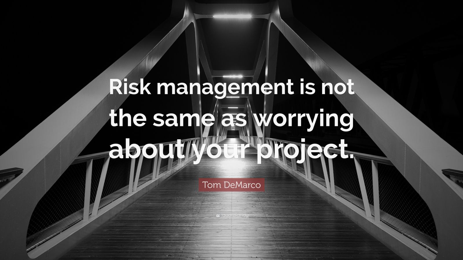 Tom DeMarco Quote: “Risk management is not the same as worrying about ...