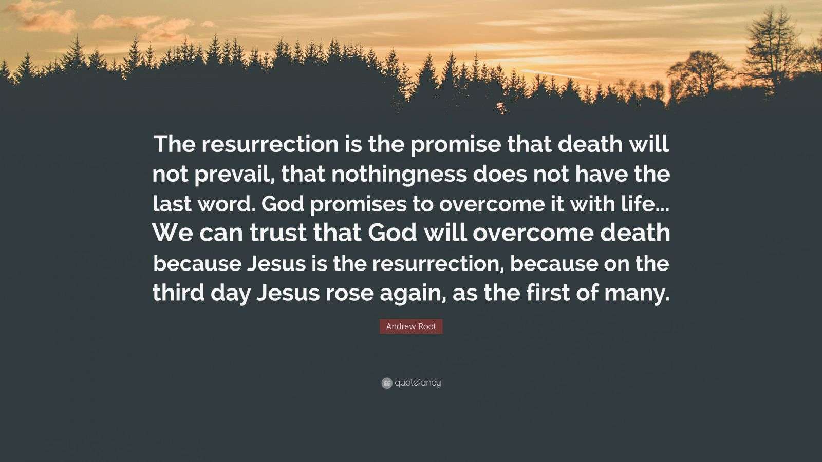 Andrew Root Quote: “The resurrection is the promise that death will not ...