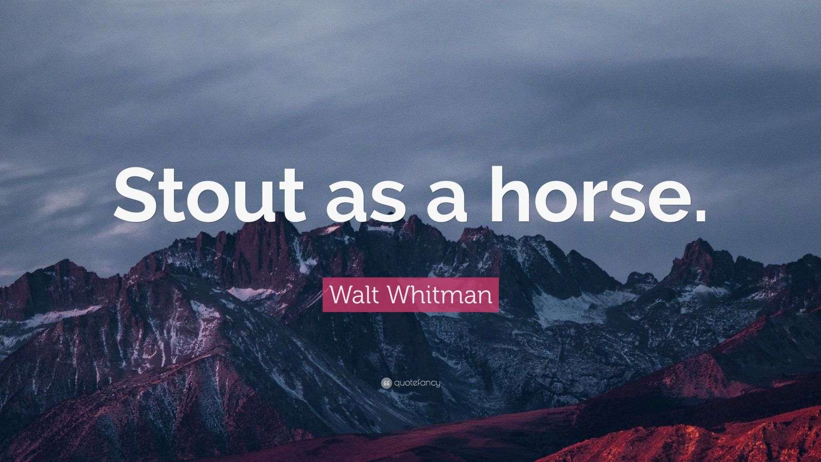 Walt Whitman Quote: “Stout as a horse.”