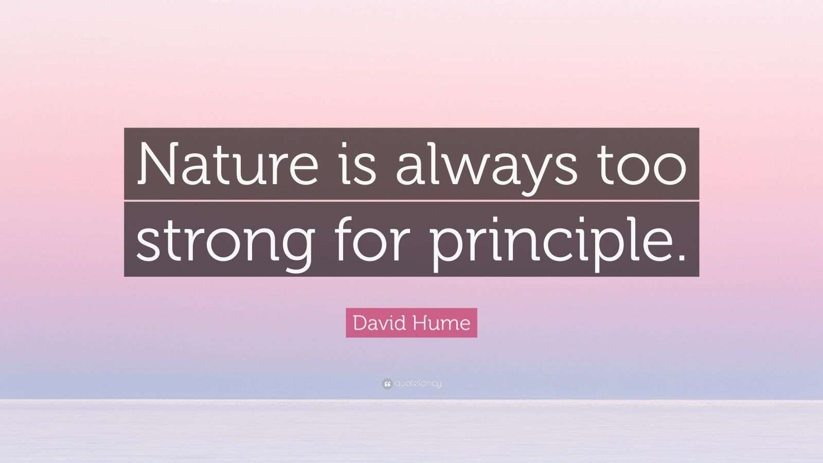 David Hume Quote: “Nature is always too strong for principle.”