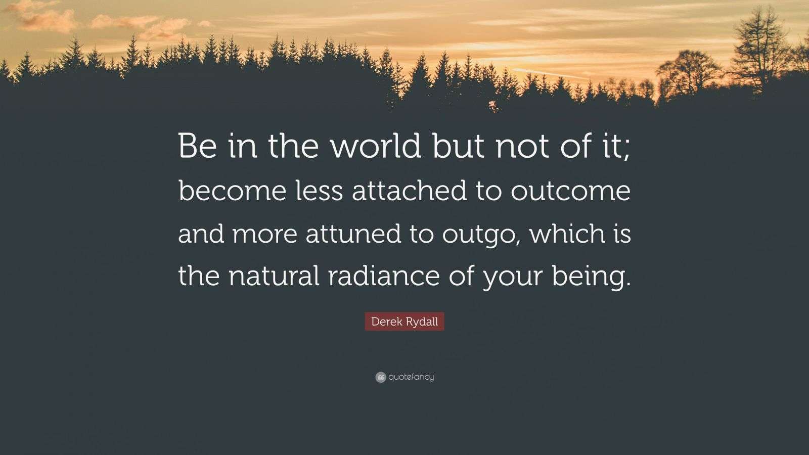 Derek Rydall Quote: “Be in the world but not of it; become less ...