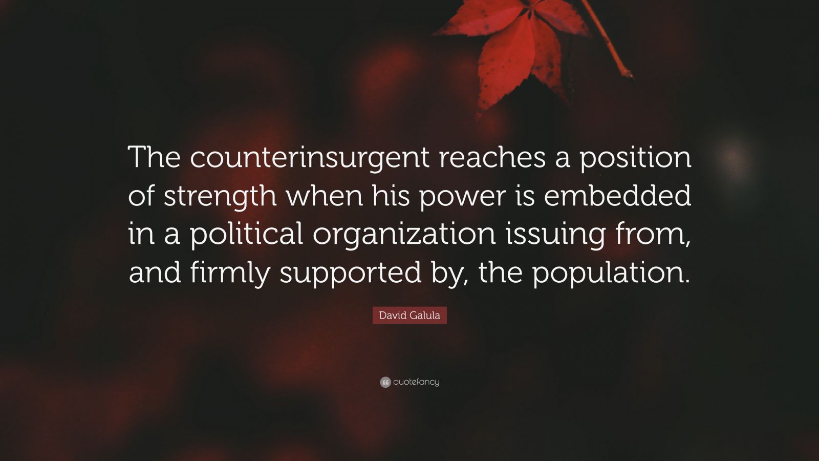 David Galula Quote: “The counterinsurgent reaches a position of ...