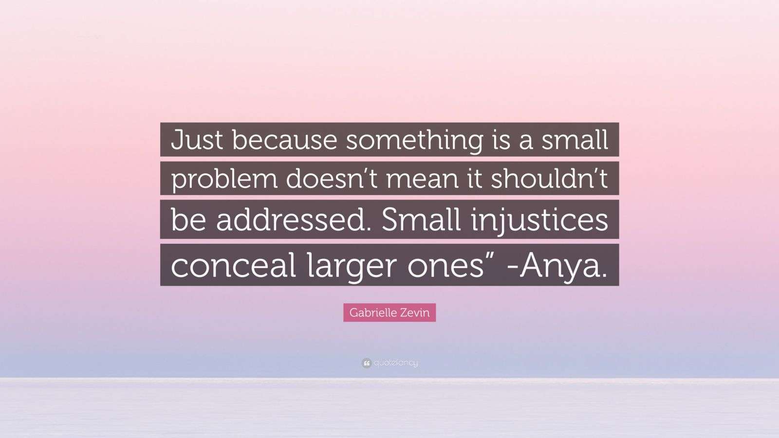 Gabrielle Zevin Quote: “Just because something is a small problem doesn ...