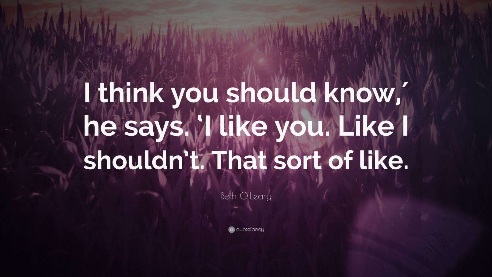 Beth O'Leary Quote: “I think you should know,′ he says. ‘I like you ...