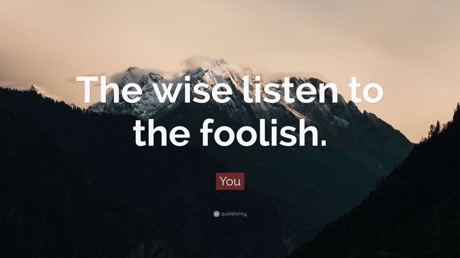 You Quote: “The wise listen to the foolish.”