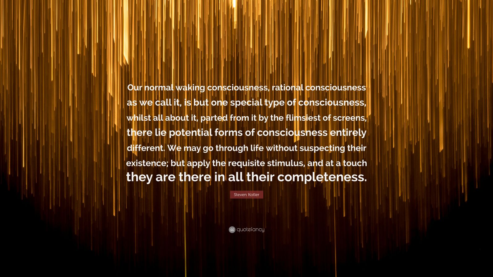 Steven Kotler Quote: “Our normal waking consciousness, rational ...