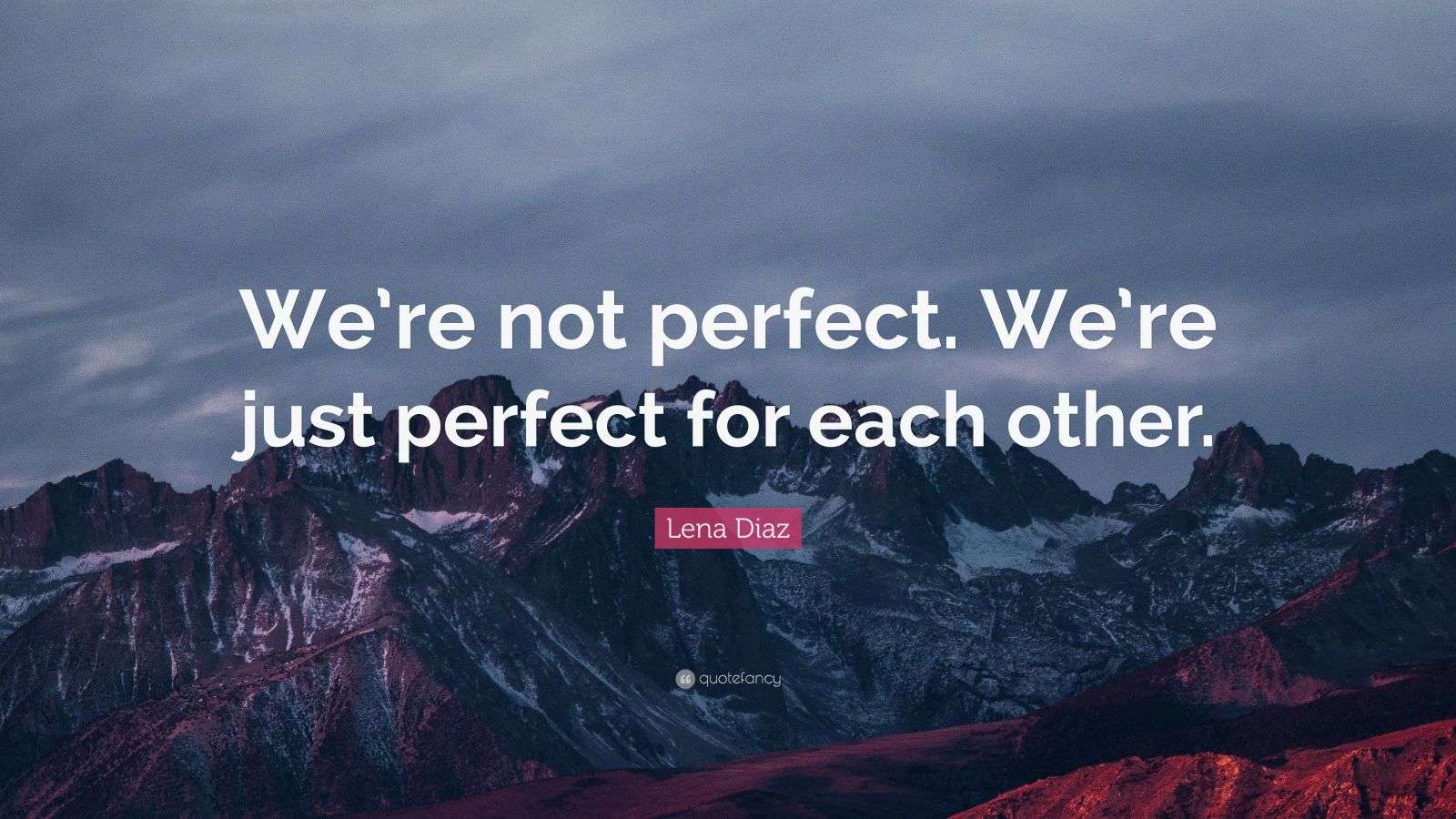 Lena Diaz Quote: “We’re not perfect. We’re just perfect for each other.”