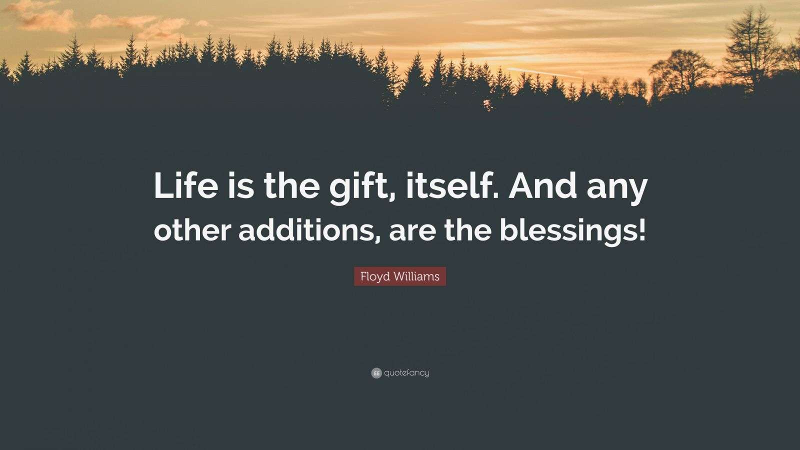 Floyd Williams Quote: “Life is the gift, itself. And any other ...