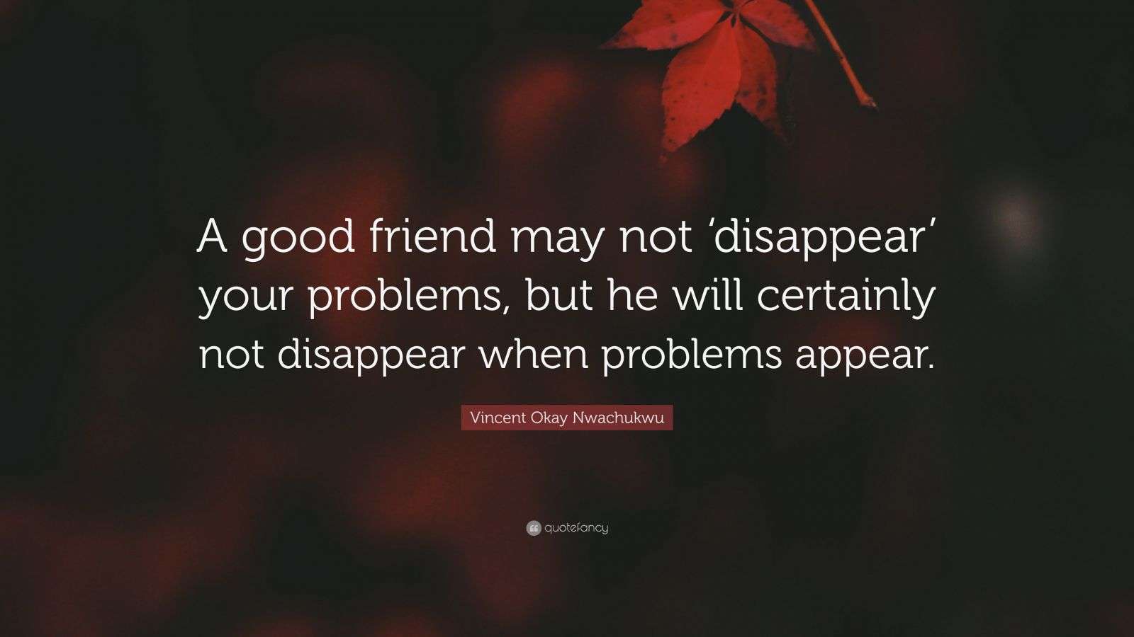Vincent Okay Nwachukwu Quote: “A good friend may not ‘disappear’ your ...