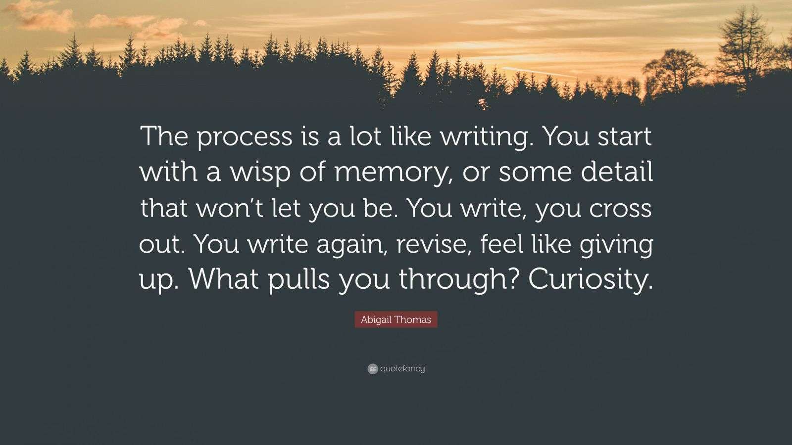 Abigail Thomas Quote: “The process is a lot like writing. You start ...