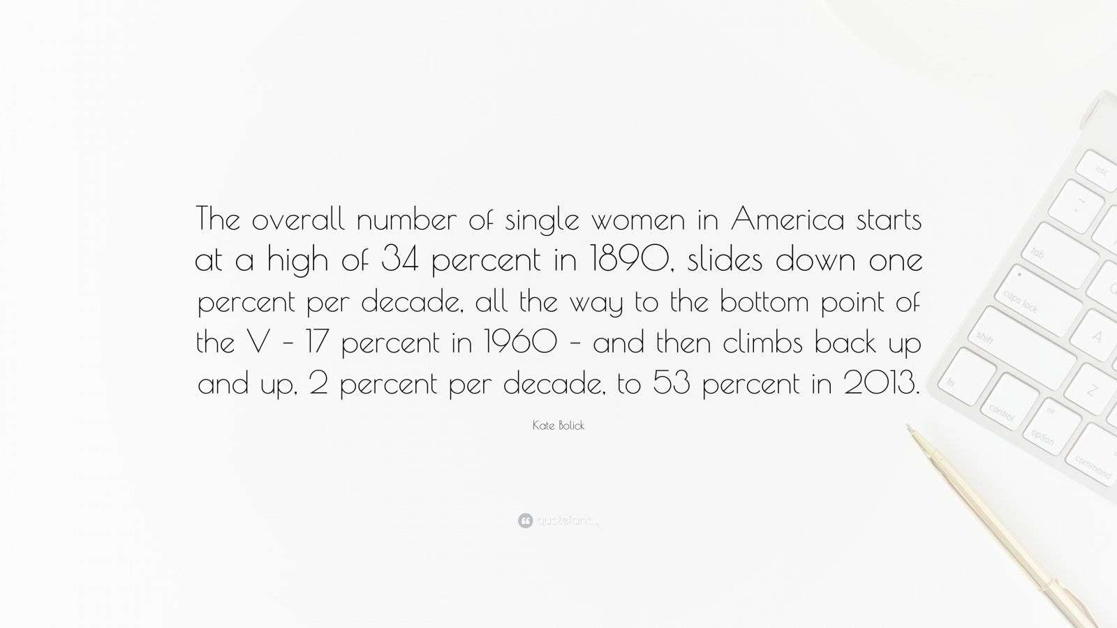 Kate Bolick Quote: “The overall number of single women in America ...
