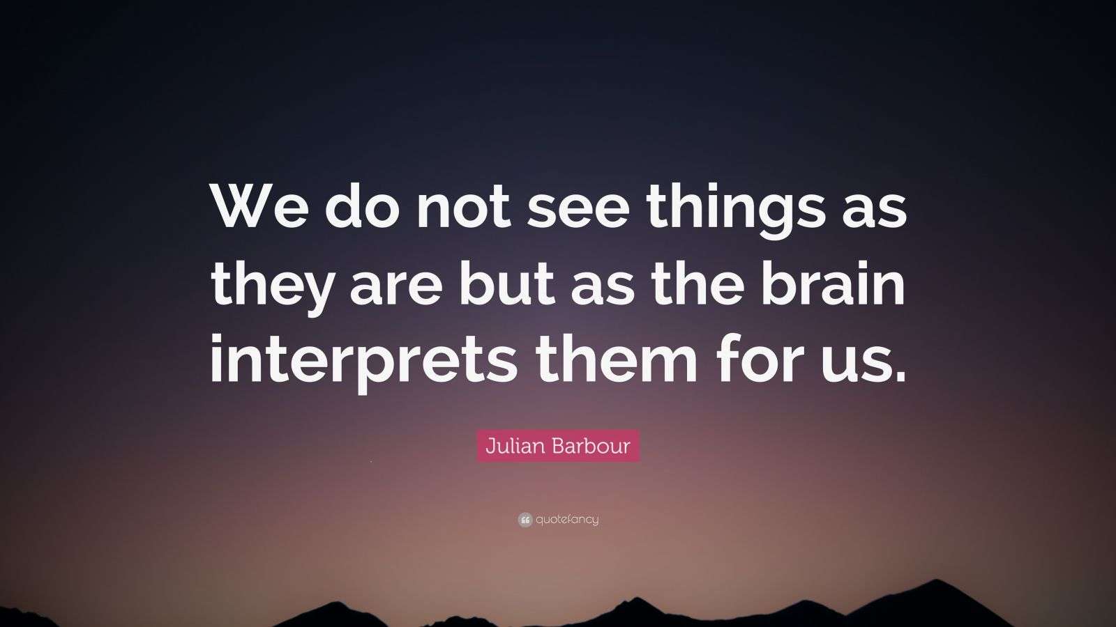 Julian Barbour Quote: “We do not see things as they are but as the ...