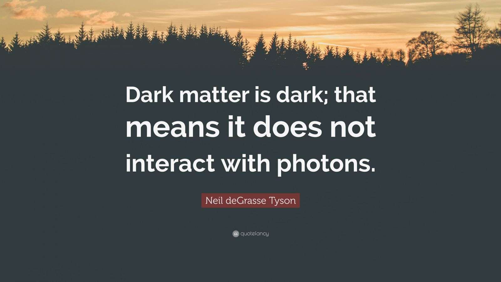 Neil deGrasse Tyson Quote: “Dark matter is dark; that means it does not ...