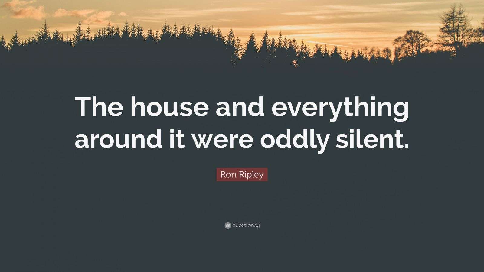 Ron Ripley Quote: “The house and everything around it were oddly silent.”