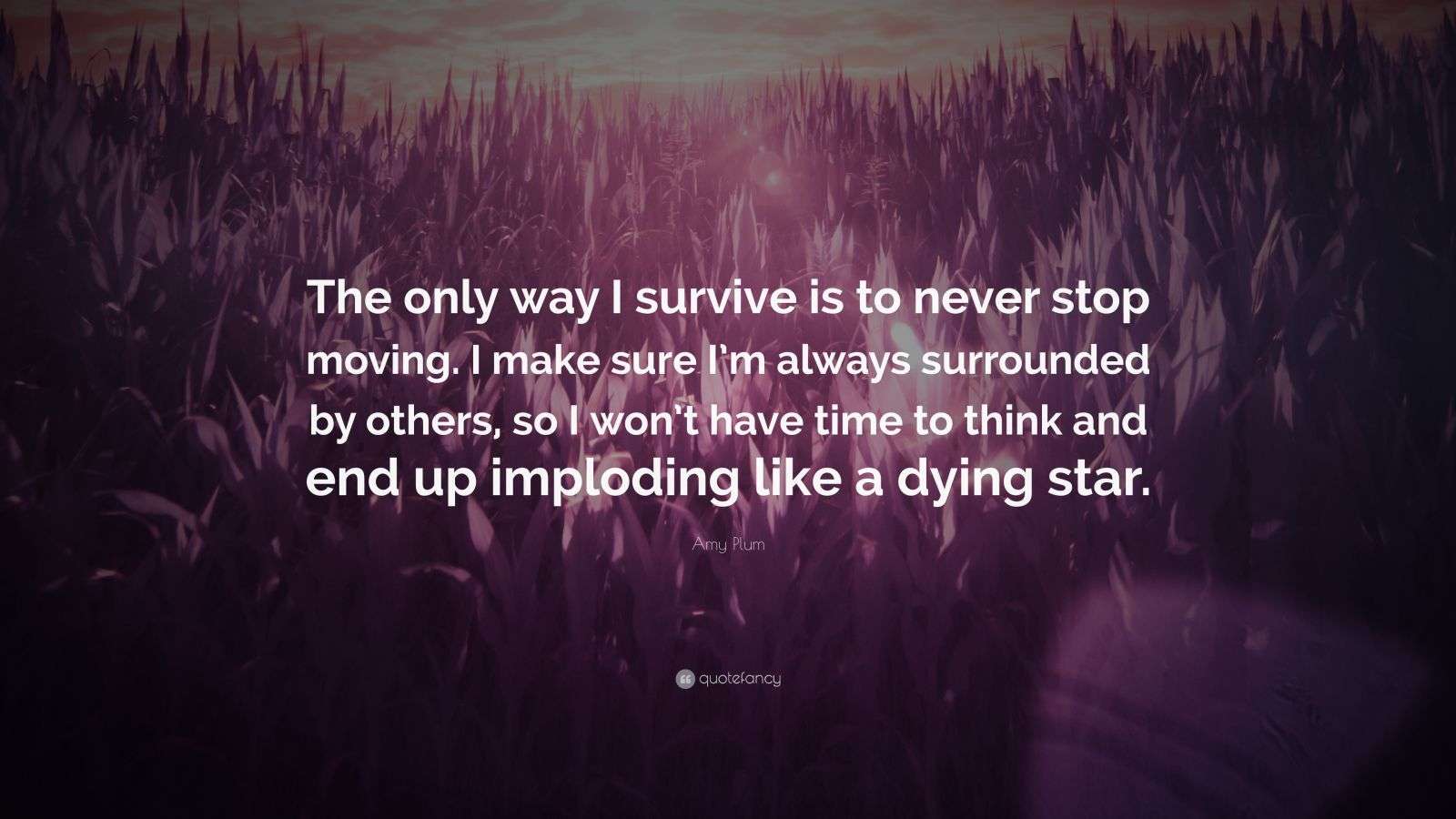 Amy Plum Quote: “The only way I survive is to never stop moving. I make ...