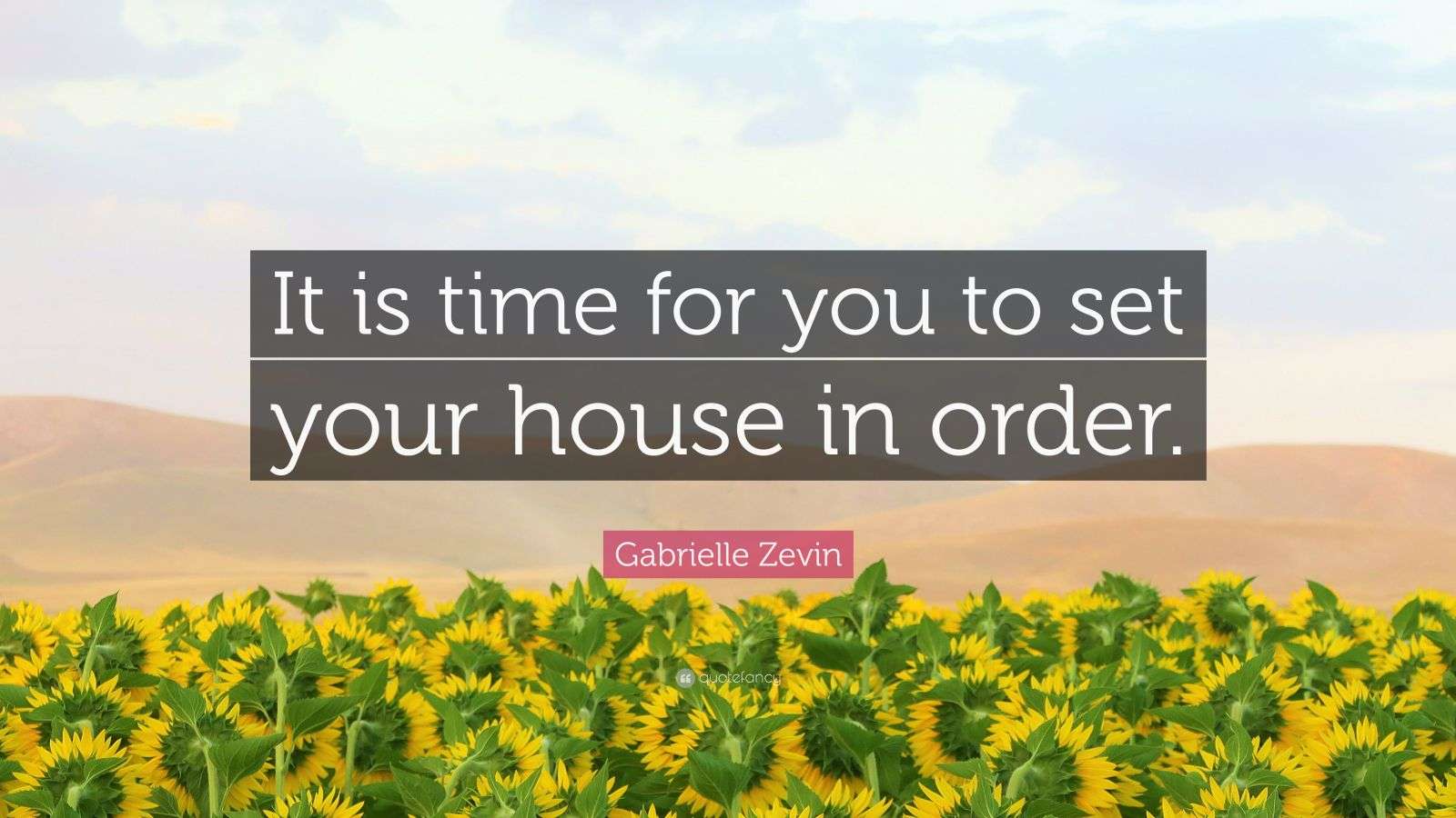 Gabrielle Zevin Quote: “It is time for you to set your house in order.”