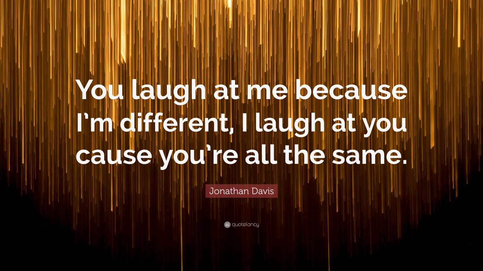 Jonathan Davis Quote: “You laugh at me because I’m different, I laugh ...