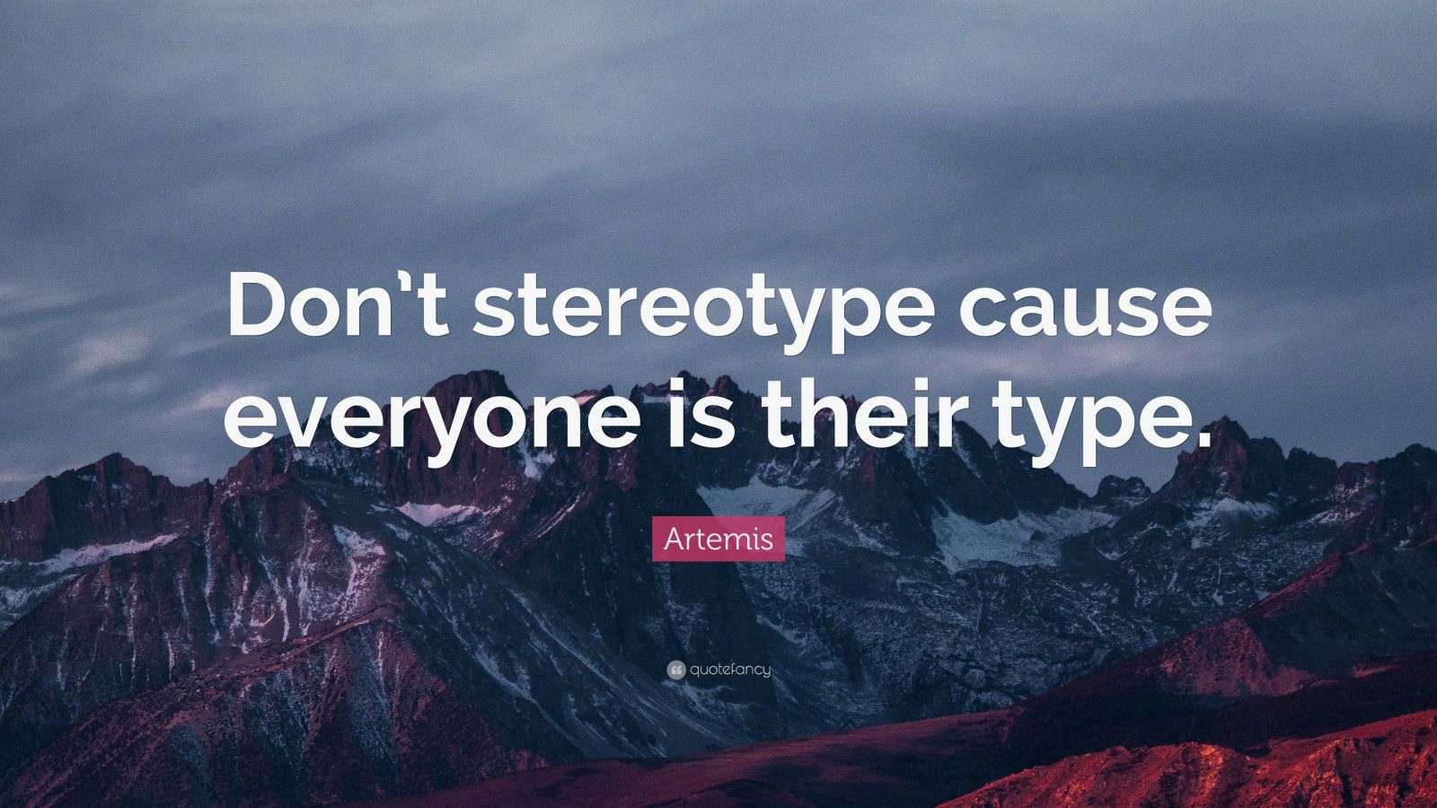 Artemis Quote: “Don’t stereotype cause everyone is their type.”