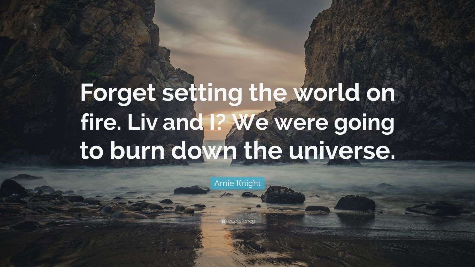 Amie Knight Quote: “Forget setting the world on fire. Liv and I? We ...