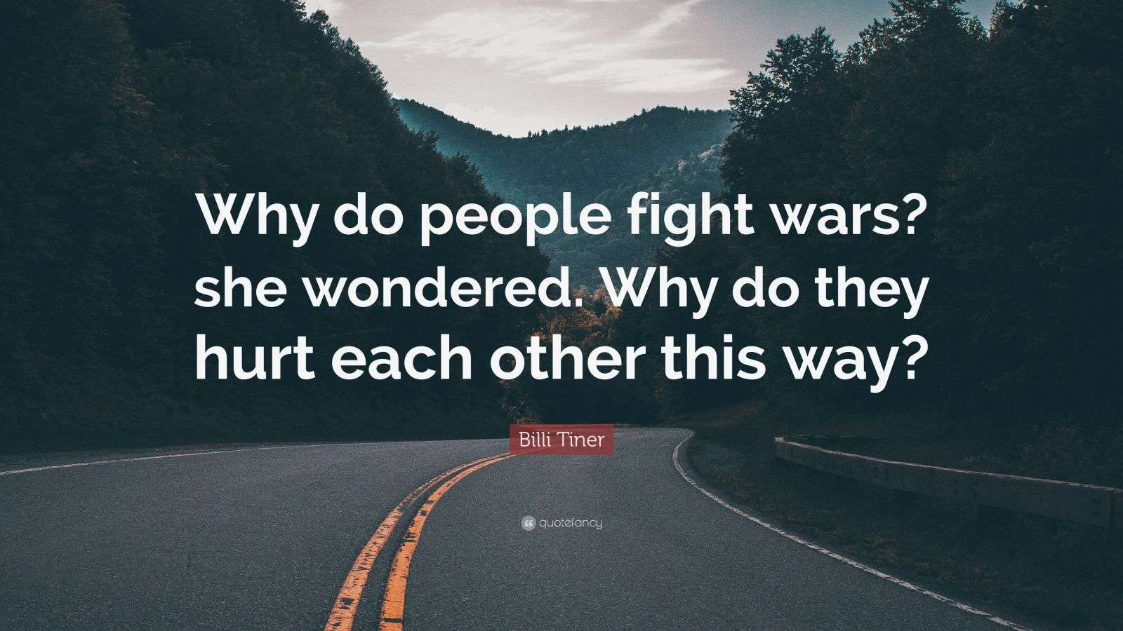 Billi Tiner Quote: “Why do people fight wars? she wondered. Why do they ...
