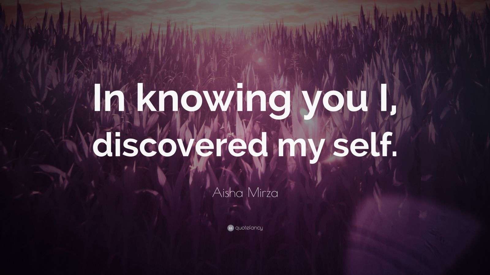 Aisha Mirza Quote: “In knowing you I, discovered my self.”