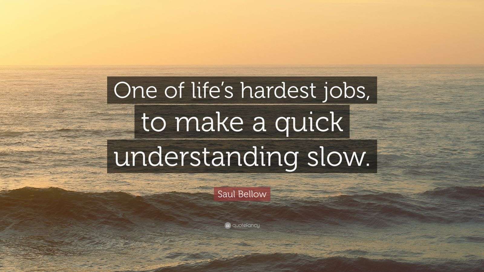 Saul Bellow Quote: “One of life’s hardest jobs, to make a quick ...
