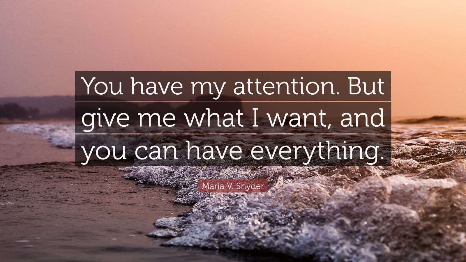 Maria V. Snyder Quote: “You have my attention. But give me what I want ...