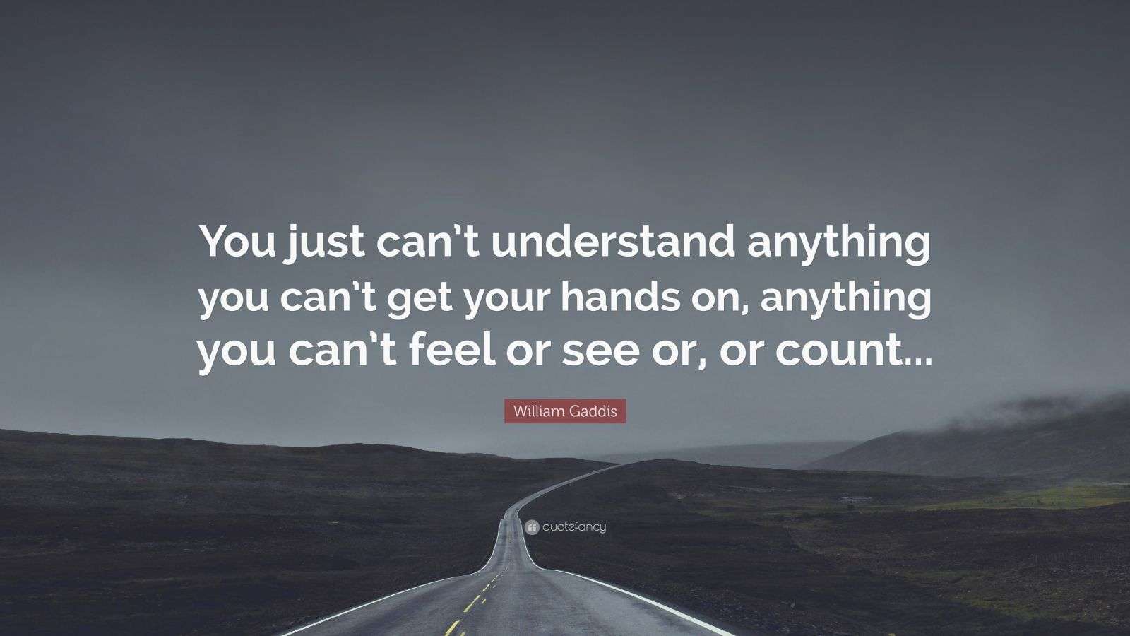 William Gaddis Quote: “You just can’t understand anything you can’t get ...
