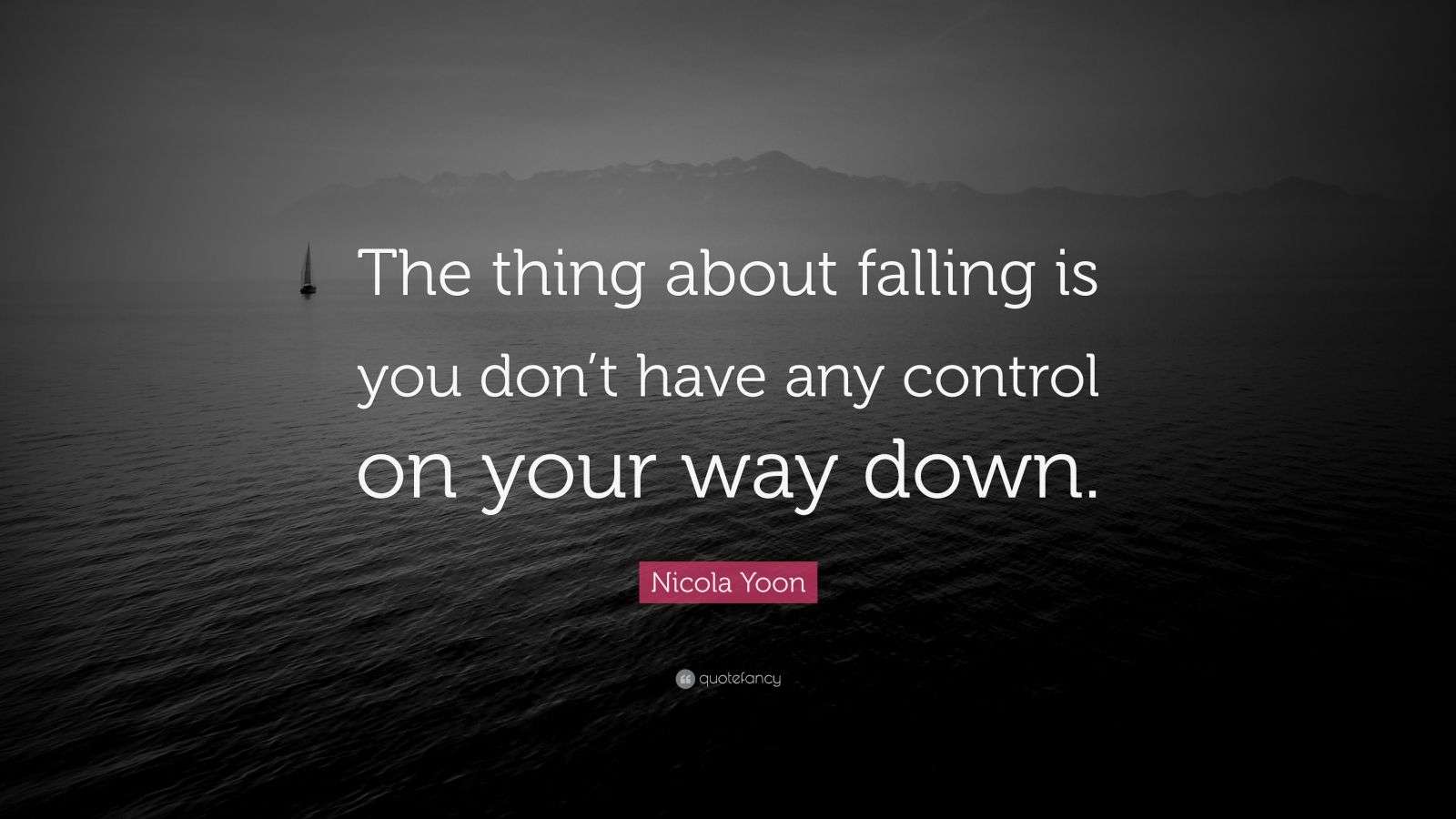 Nicola Yoon Quote: “The thing about falling is you don’t have any ...