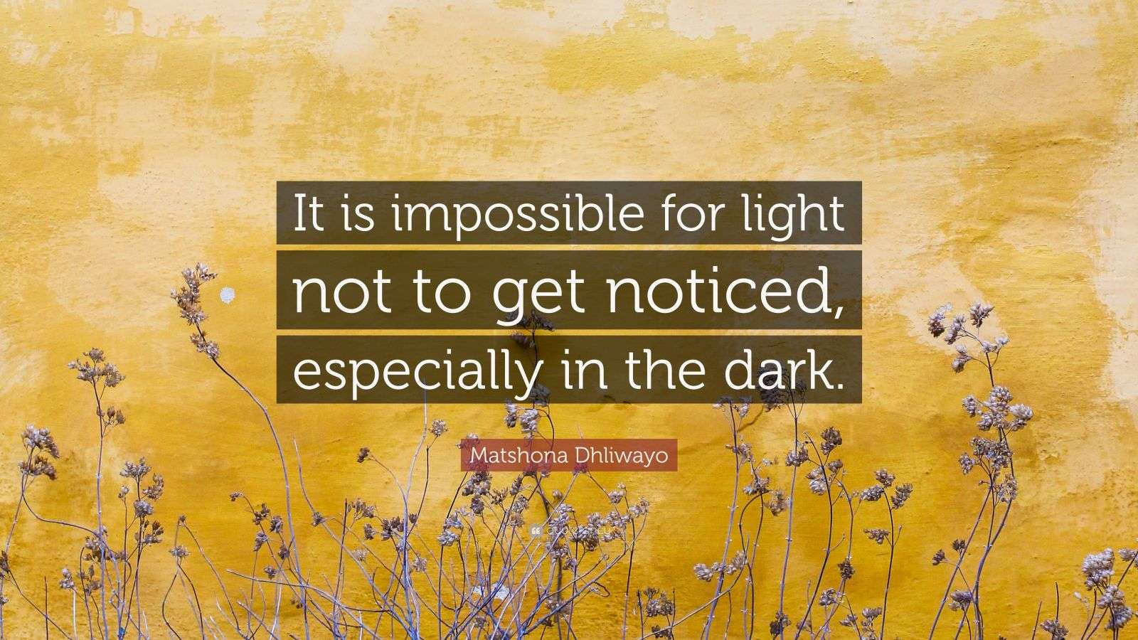 Matshona Dhliwayo Quote: “It is impossible for light not to get noticed ...