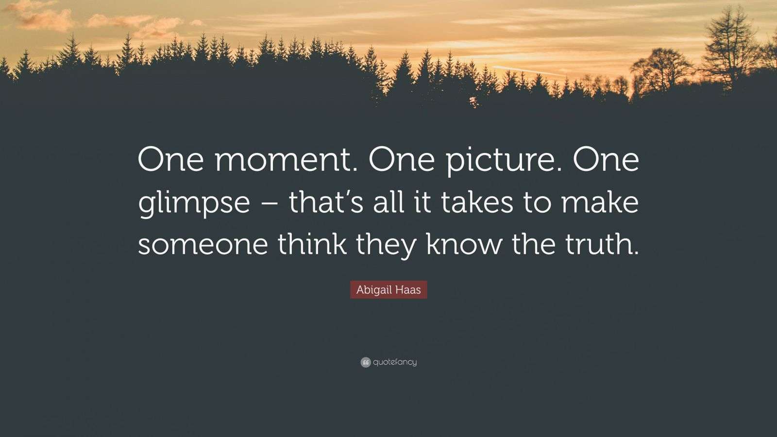 Abigail Haas Quote: “One moment. One picture. One glimpse – that’s all ...
