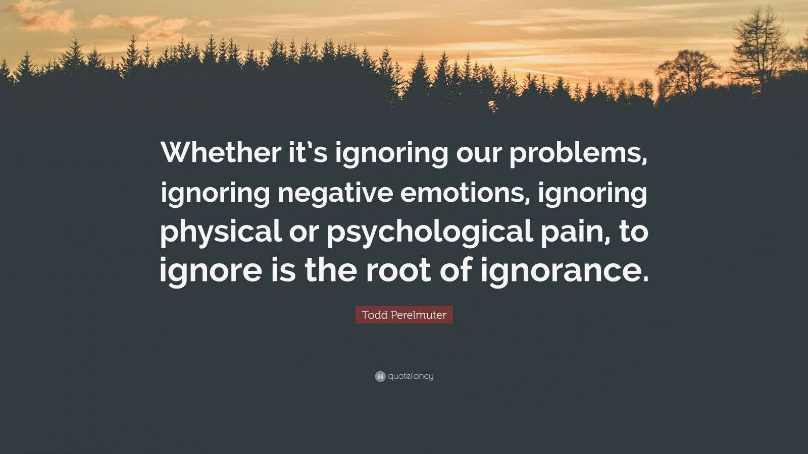 Todd Perelmuter Quote: “Whether it’s ignoring our problems, ignoring ...