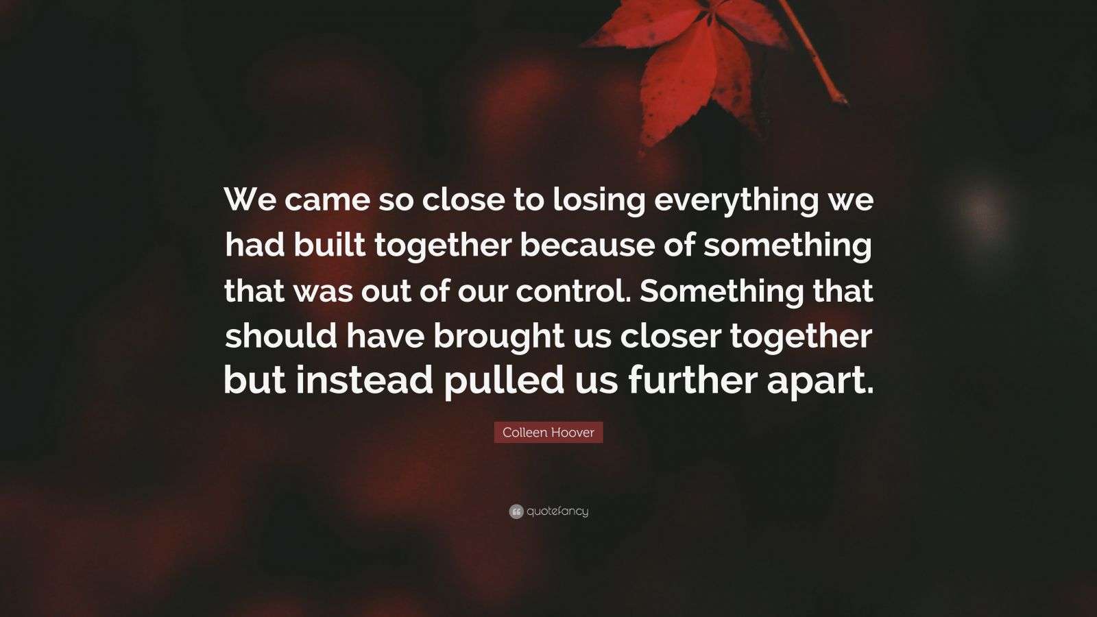 Colleen Hoover Quote: “We came so close to losing everything we had ...