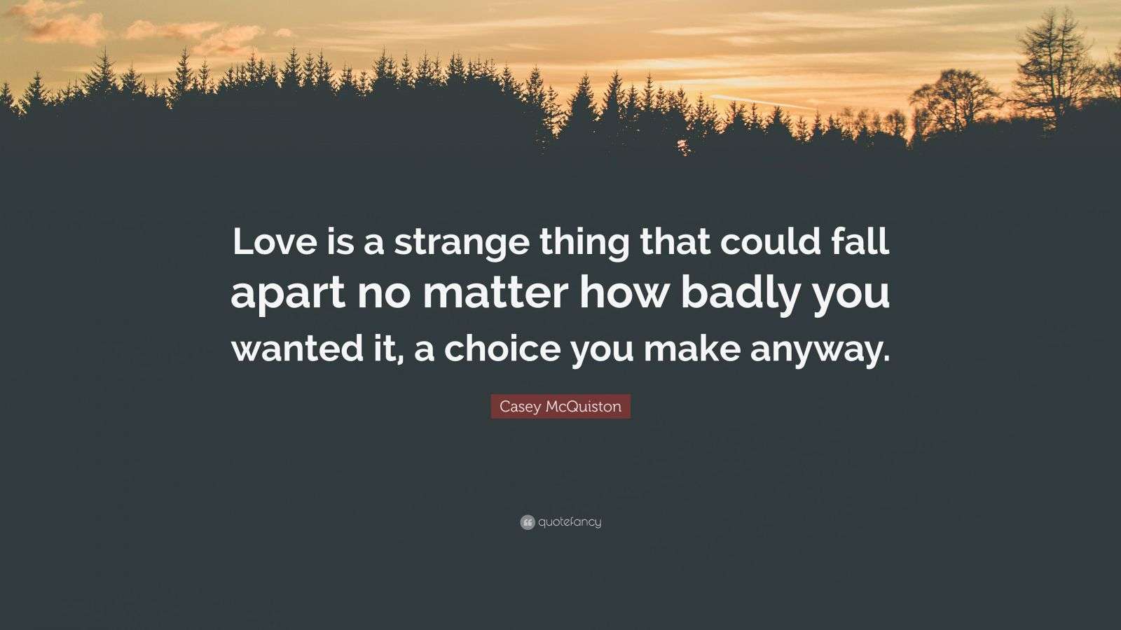 Casey McQuiston Quote: “Love is a strange thing that could fall apart ...