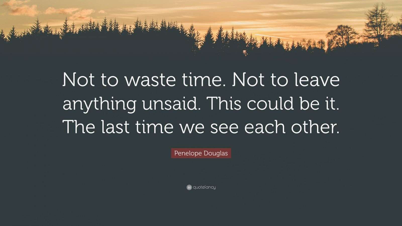 Penelope Douglas Quote: “Not to waste time. Not to leave anything ...