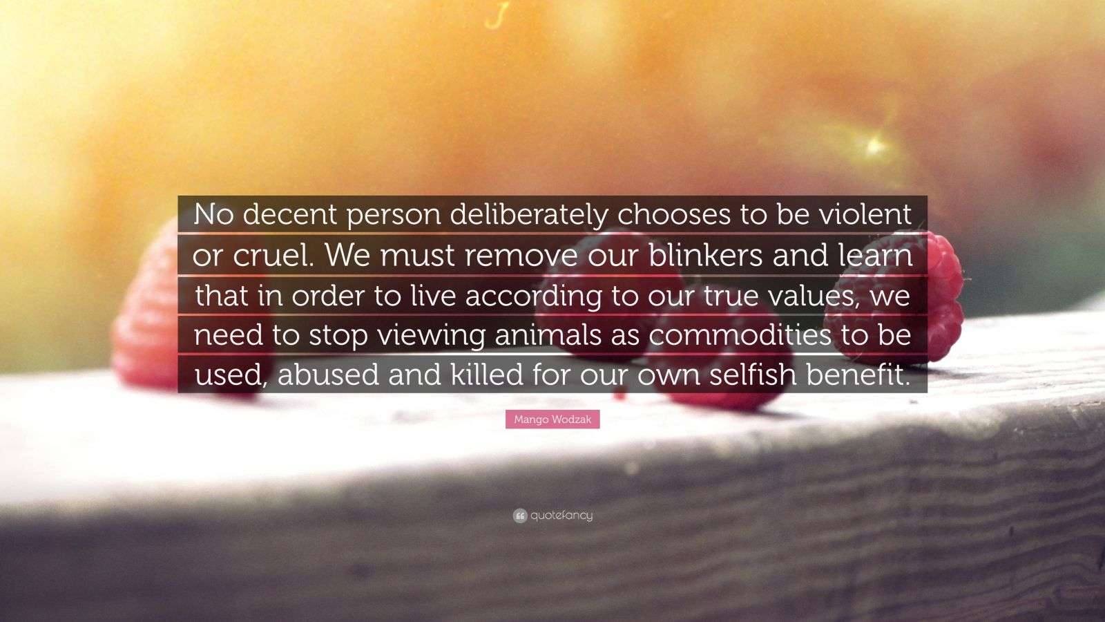 Mango Wodzak Quote: “No decent person deliberately chooses to be ...