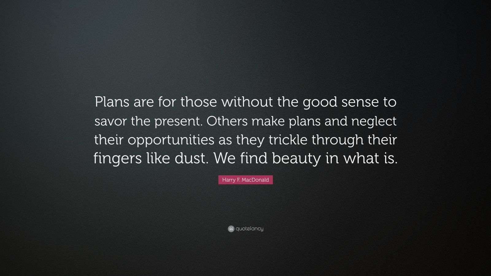 Harry F. MacDonald Quote: “Plans are for those without the good sense ...