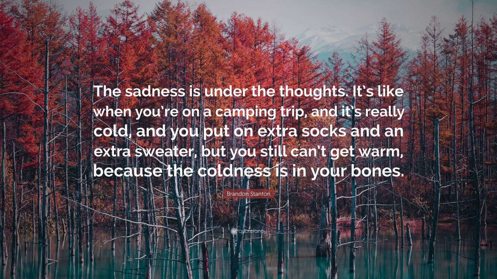 Brandon Stanton Quote: “The sadness is under the thoughts. It’s like ...