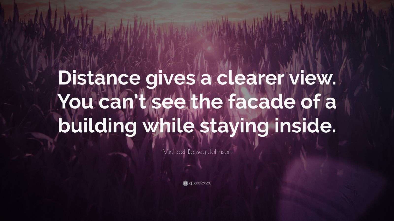 Michael Bassey Johnson Quote: “Distance gives a clearer view. You can’t ...