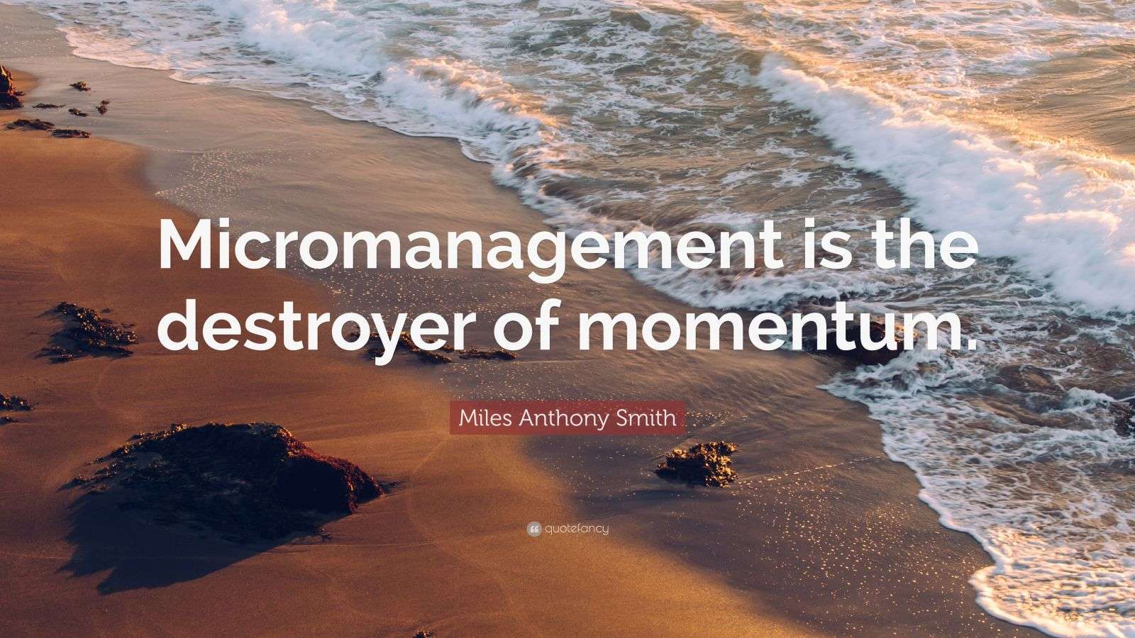 Miles Anthony Smith Quote: “Micromanagement is the destroyer of momentum.”