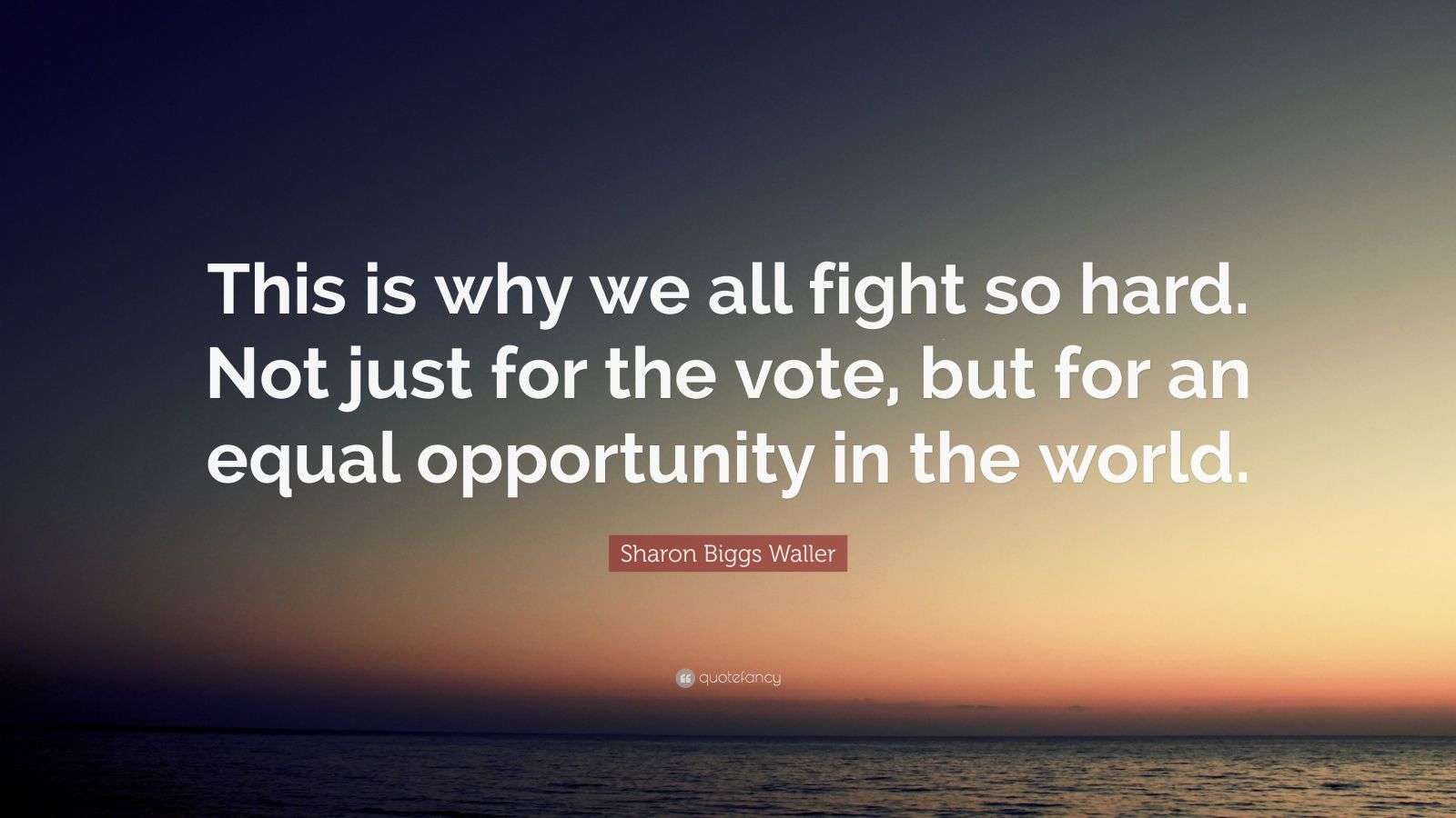 Sharon Biggs Waller Quote: “This is why we all fight so hard. Not just ...