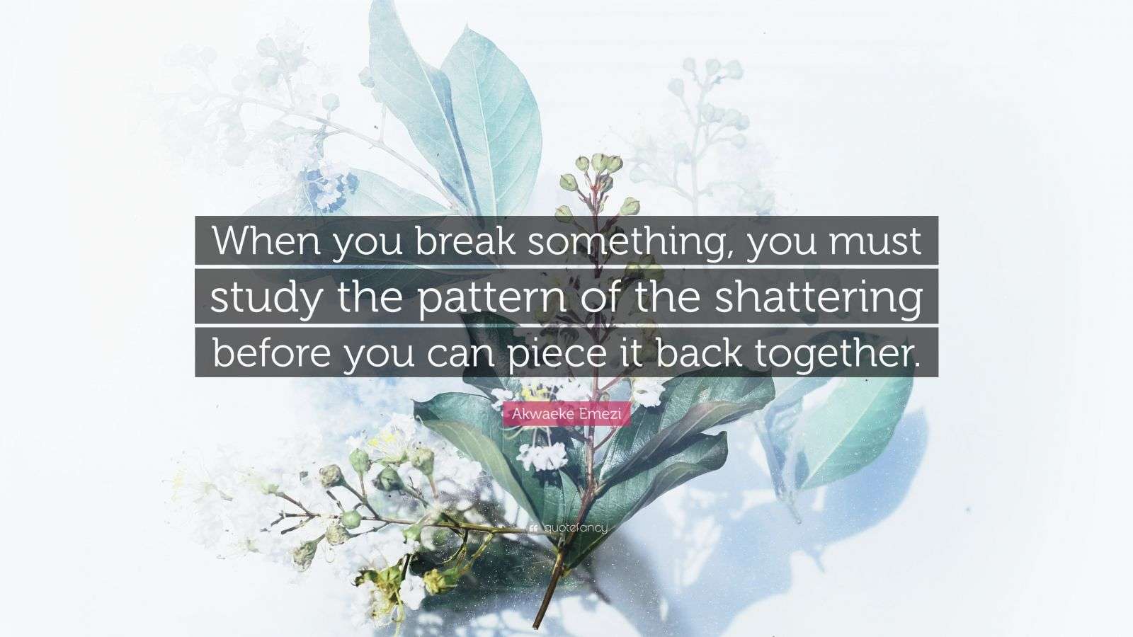 Akwaeke Emezi Quote: “When you break something, you must study the ...