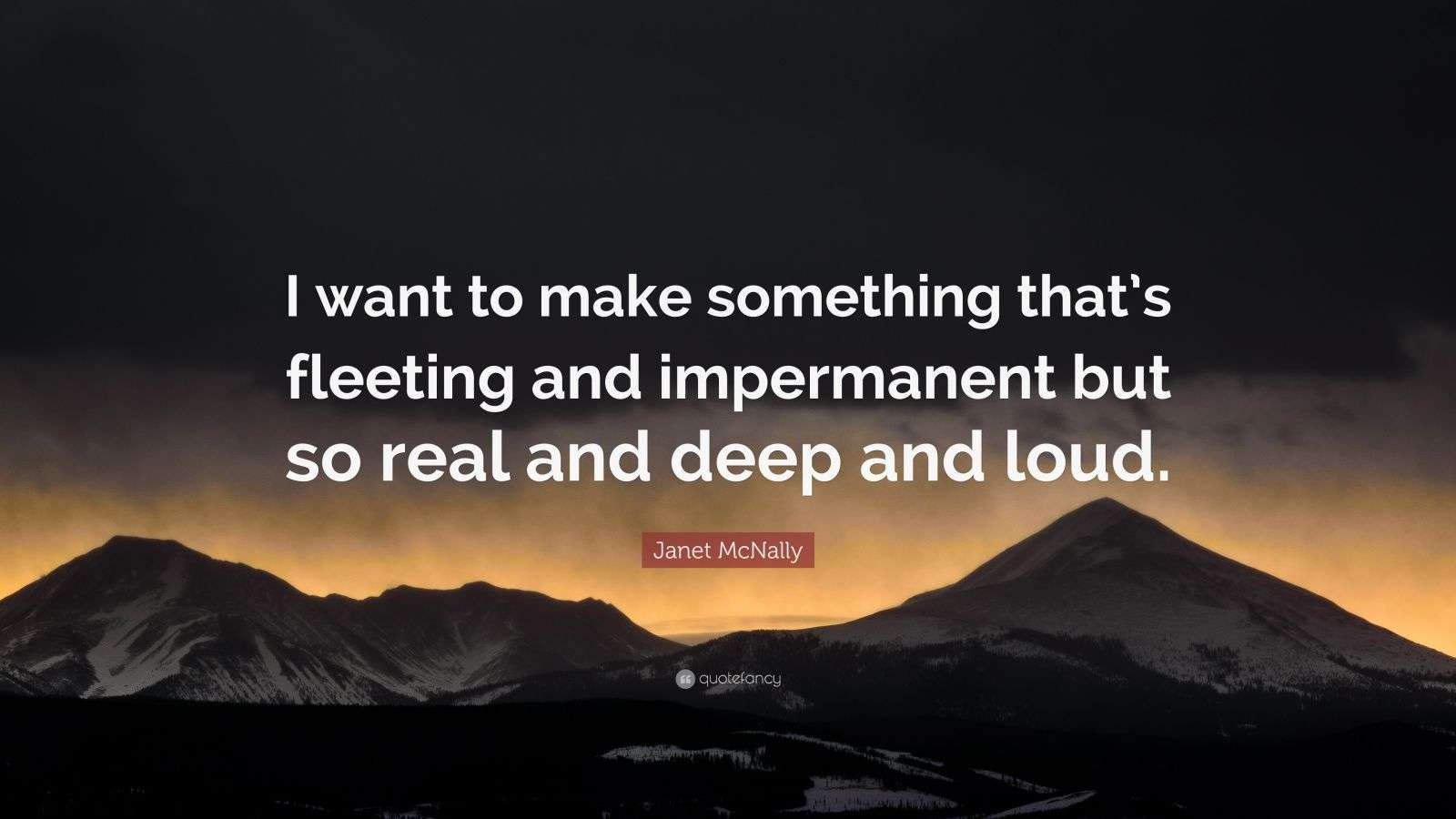 Janet McNally Quote: “I want to make something that’s fleeting and ...