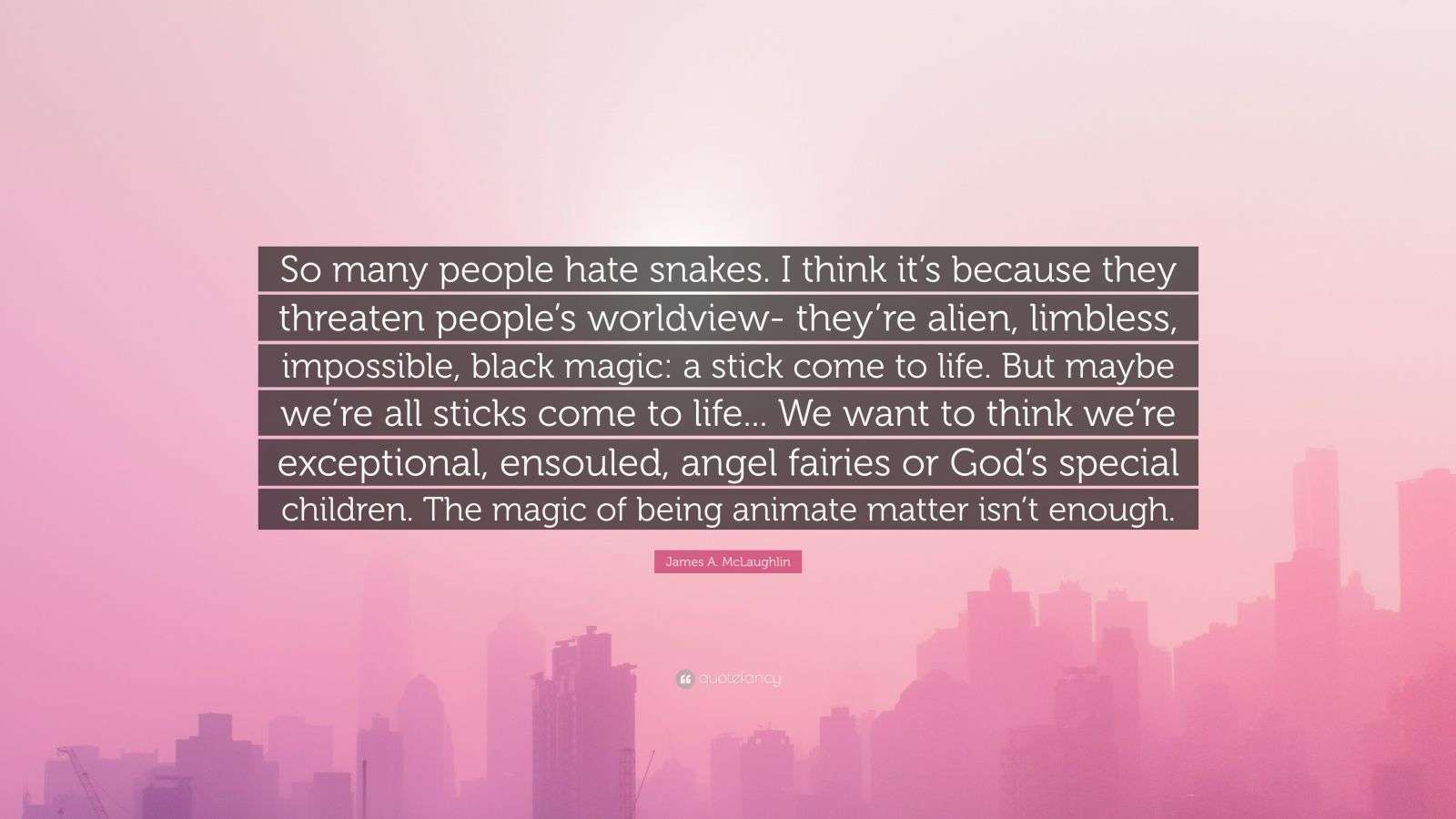 James A. McLaughlin Quote: “So many people hate snakes. I think it’s ...
