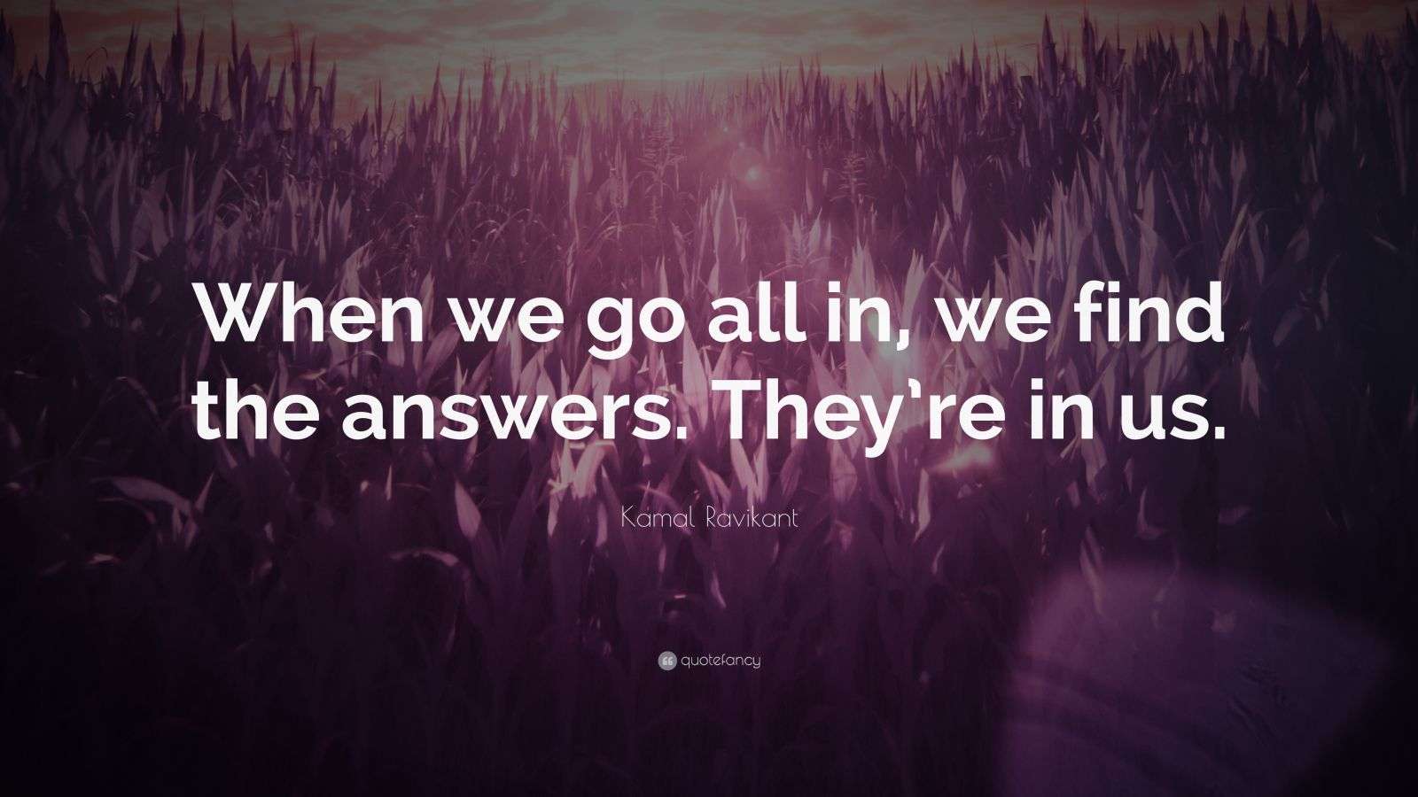 Kamal Ravikant Quote: “When we go all in, we find the answers. They’re ...