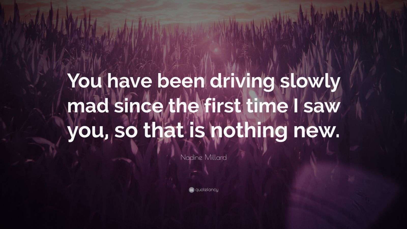 Nadine Millard Quote: “You have been driving slowly mad since the first ...