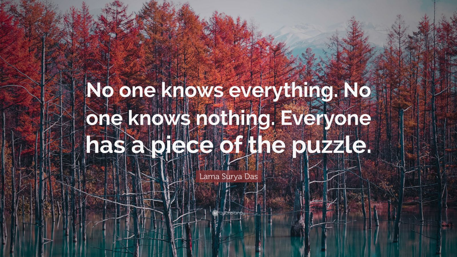 Lama Surya Das Quote: “No one knows everything. No one knows nothing. Everyone has a piece of ...