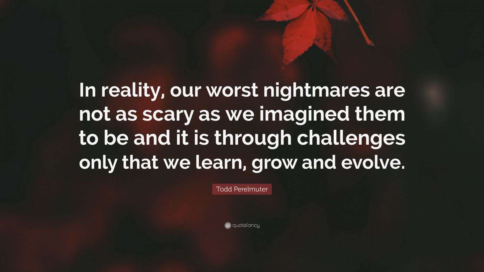 Todd Perelmuter Quote: “In reality, our worst nightmares are not as ...