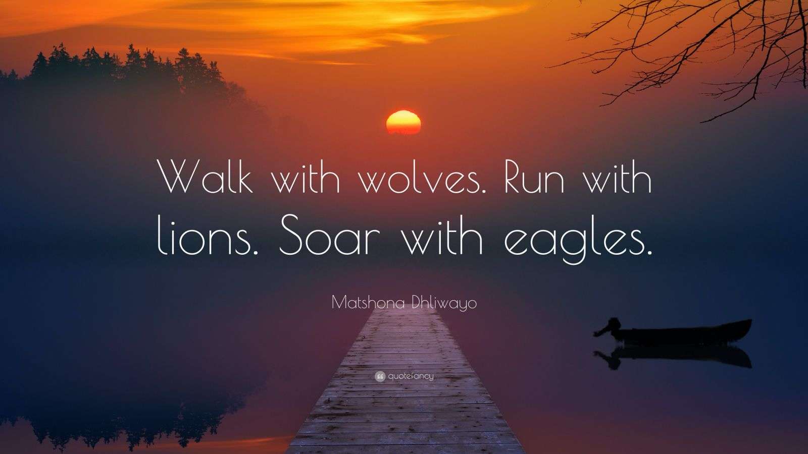 Matshona Dhliwayo Quote: “Walk with wolves. Run with lions. Soar with ...